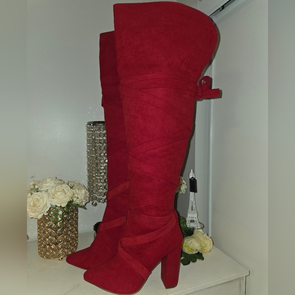 Shoes | Elegant Red Overtheknee Boots | Poshmark